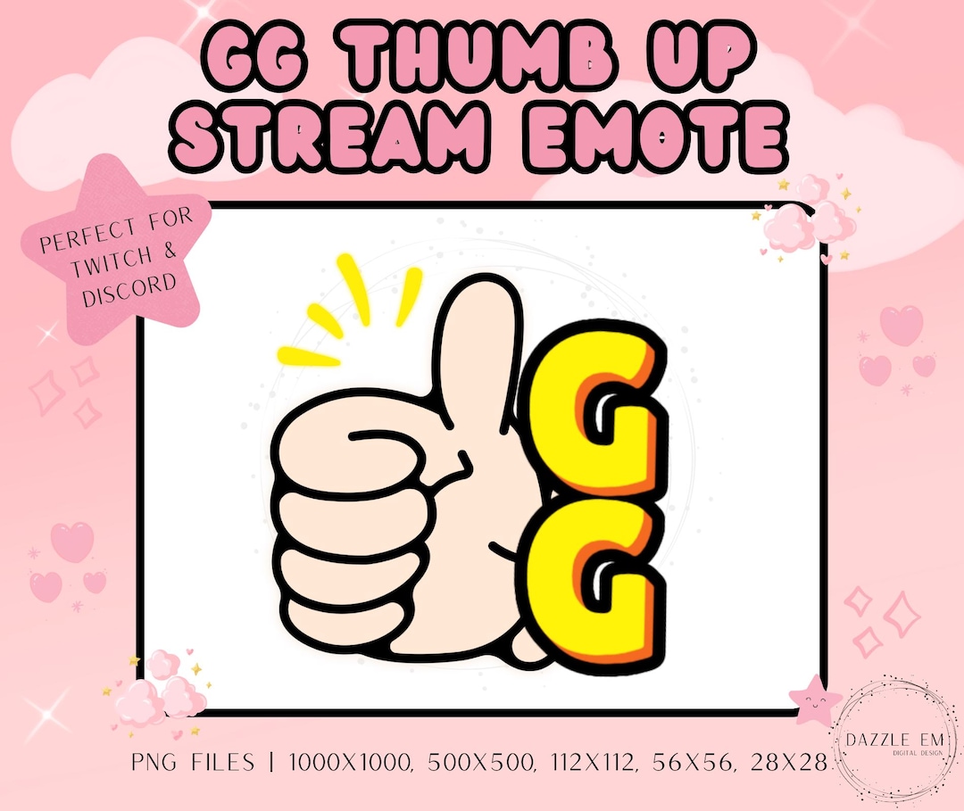 Streaming Emote, GG Thumbs up Emote, Funny Stream Emote, Twitch Emote ...