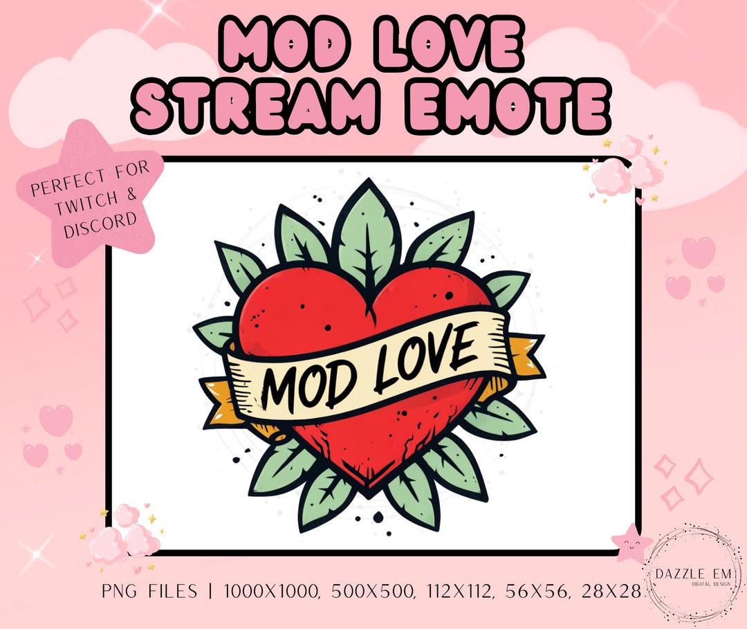 Streaming Emote, Mod Love Heart Emote, Funny Stream Emote, Twitch Emote ...