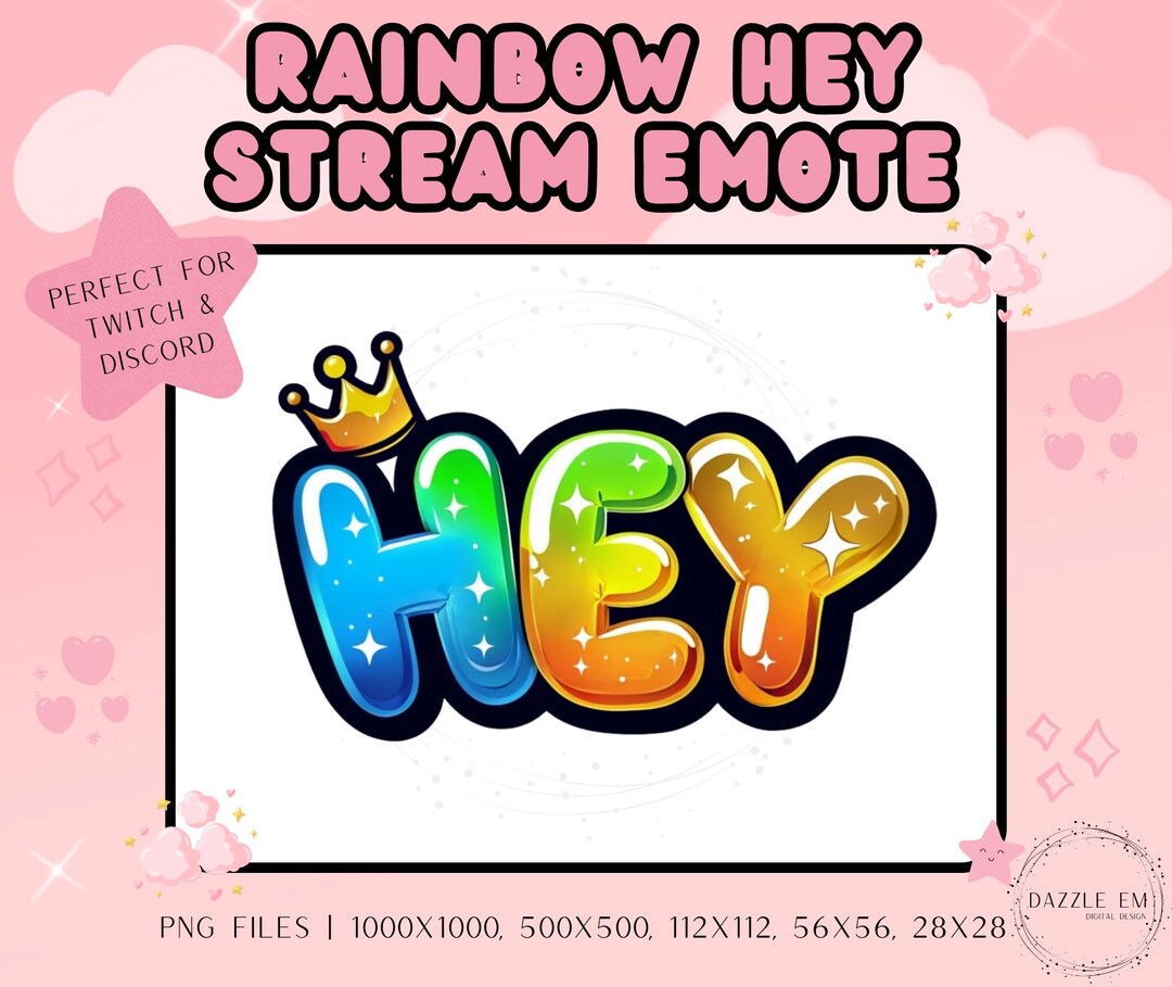 Streaming Emote - Rainbow Hey - Funny Stream Emote - Twitch Emote ...