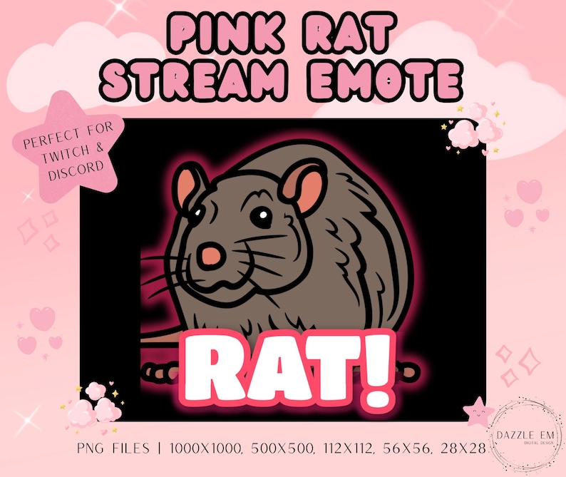 Streaming Emote - Pink Rat Emote - Funny Stream Emote - Twitch Emote ...