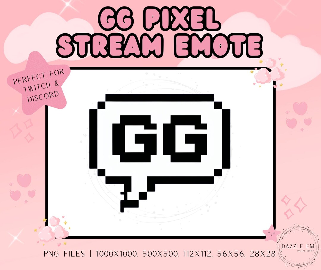 Streaming Emote, Pixel GG, Funny Stream Emote, Twitch Emote, Discord ...
