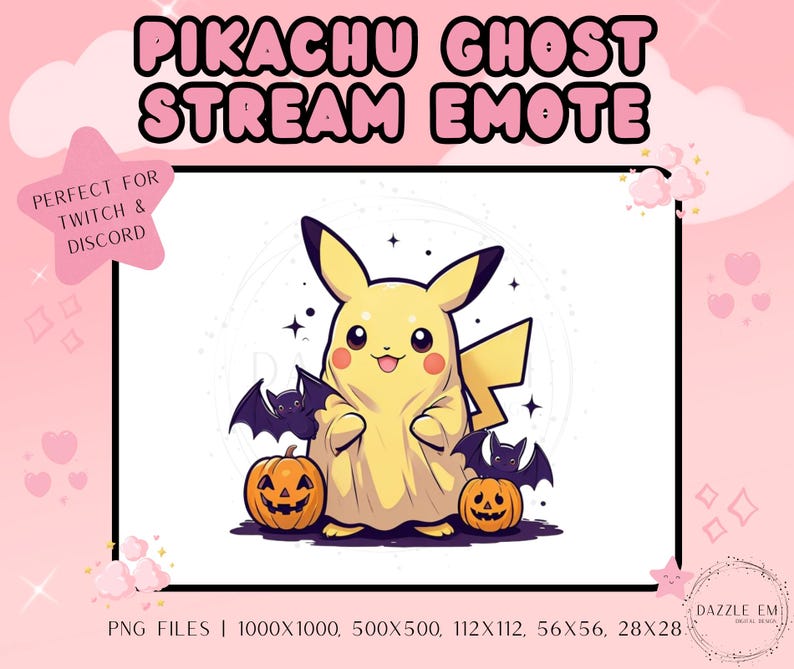 Streaming Emote - Cute Pikachu Ghost - Funny Stream Emote - Twitch ...