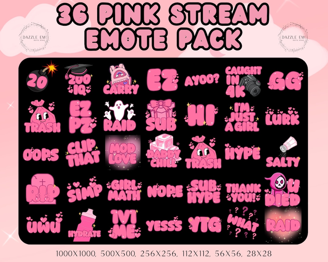 Pink Twitch Pack, 35+ Trending Emotes, Girly Emote, for the Girls ...