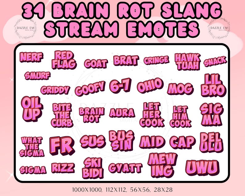 Brain Rot Slang Trending Funny Emote Pack, Twitch Discord Emotes for ...