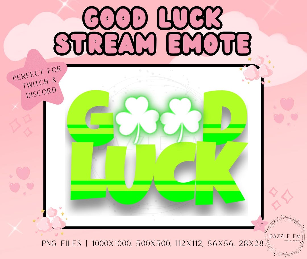 Good Luck Stream Emote - Neon Clover, PNG (digital Download) - Etsy