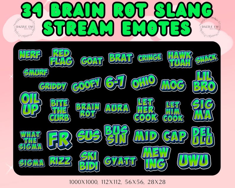 Brain Rot Slang Trending Funny Emote Pack, Twitch Discord Emotes for ...