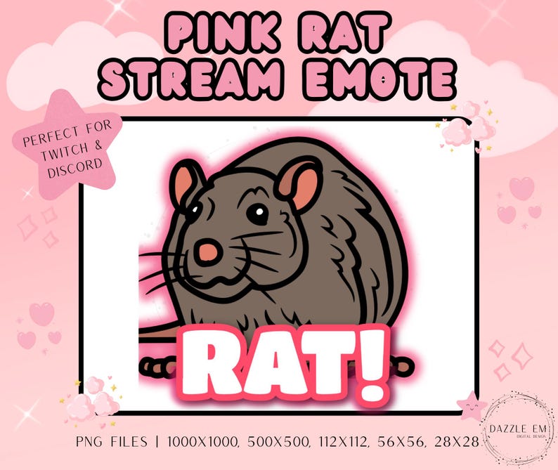 Streaming Emote - Pink Rat Emote - Funny Stream Emote - Twitch Emote ...