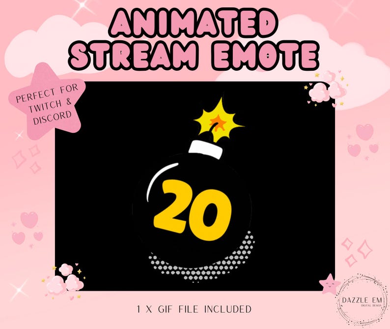 Animated Emote, 20 Bomb Emote, Funny Stream Emote, Twitch Emote ...