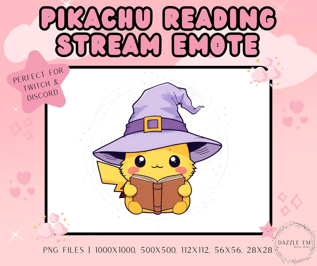 Streaming Emote - Pikachu Reading - Funny Stream Emote - Twitch Emote ...