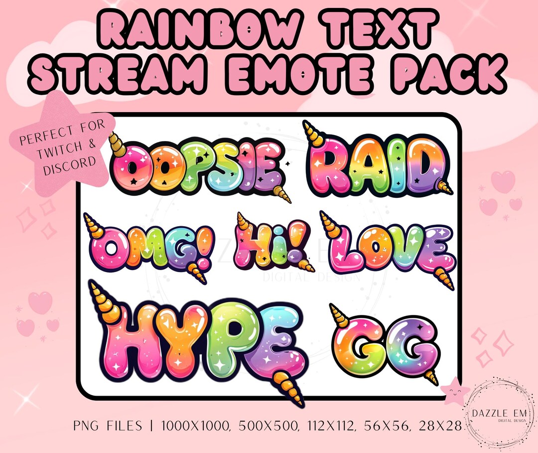 Rainbow Text Stream Emote Pack – Funny PNG Emotes (digital Download ...