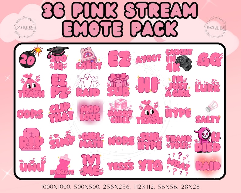 Pink Twitch Pack, 35+ Trending Emotes, Girly Emote, for the Girls ...