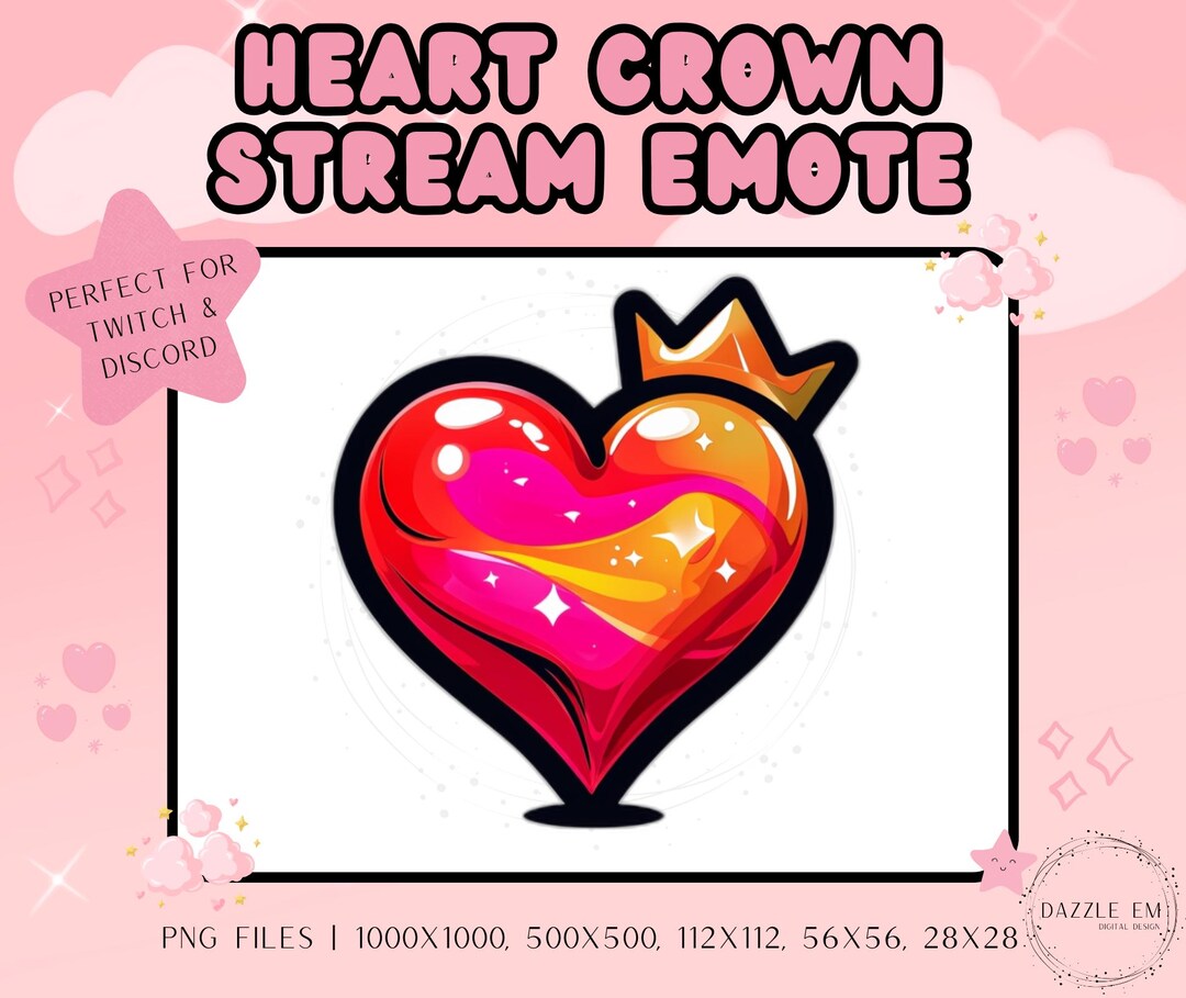 Pink Heart Crown Stream Emote – Funny Twitch/discord Emote (PNG Digital ...