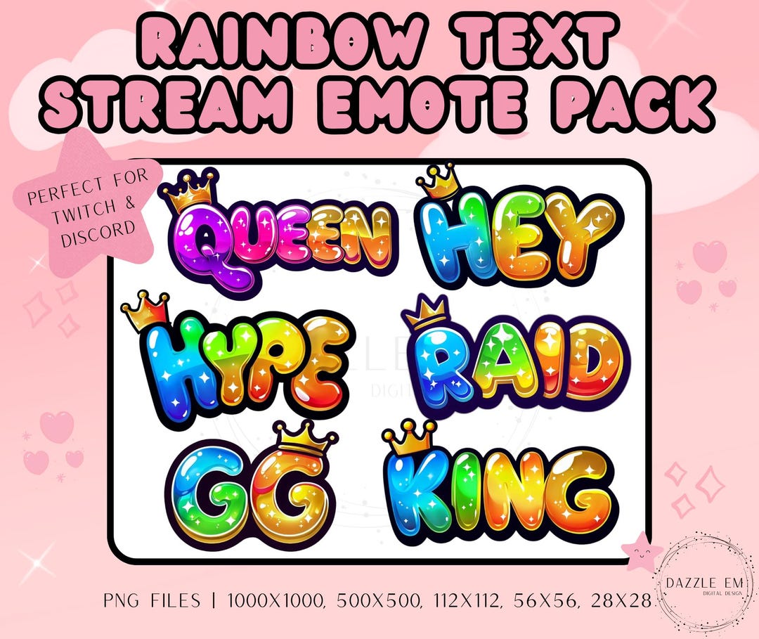 Streaming Emote Pack - Rainbow Text - Funny Stream Emote - Twitch Emote ...