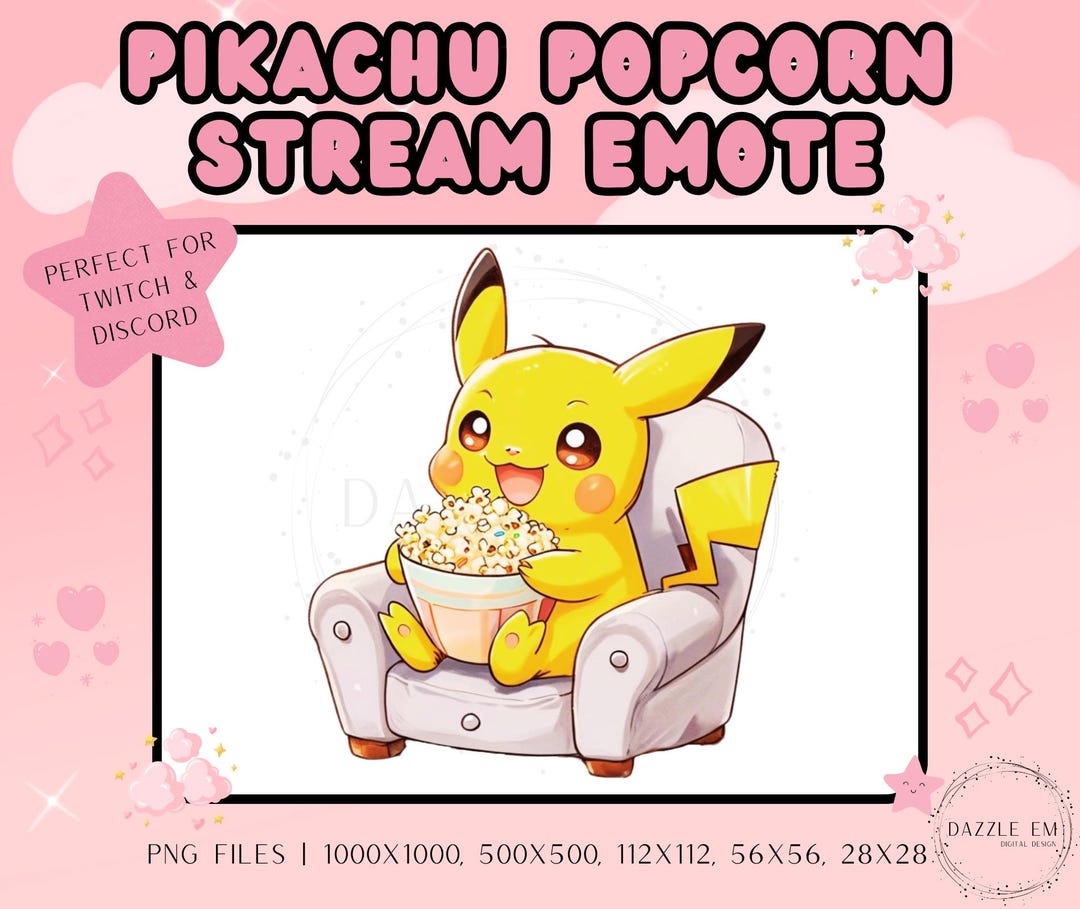 Streaming Emote - Pikachu Popcorn Emote - Funny Stream Emote - Twitch ...