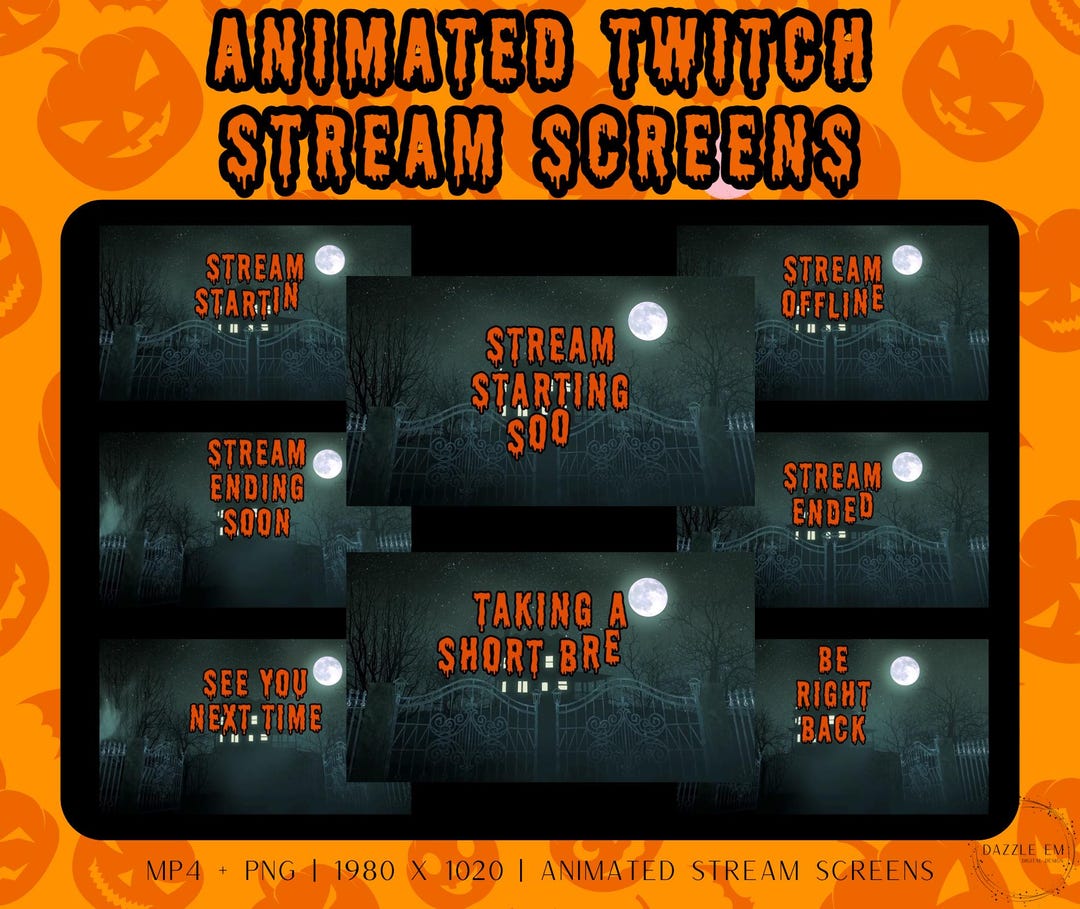 Animated Twitch Stream Screens, Halloween Theme, Starting Soon Screens ...