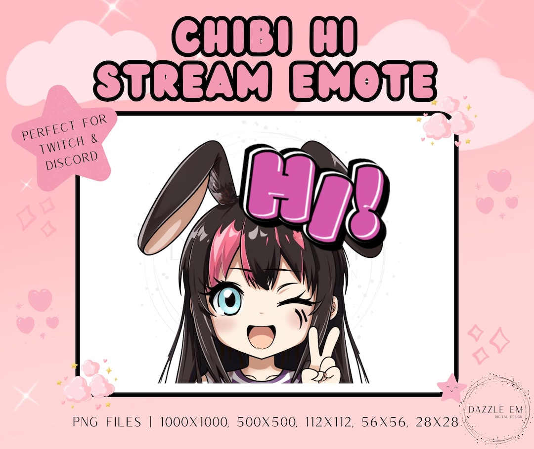 Streaming Emote - Chibi Hi - Funny Stream Emote - Twitch Emote ...