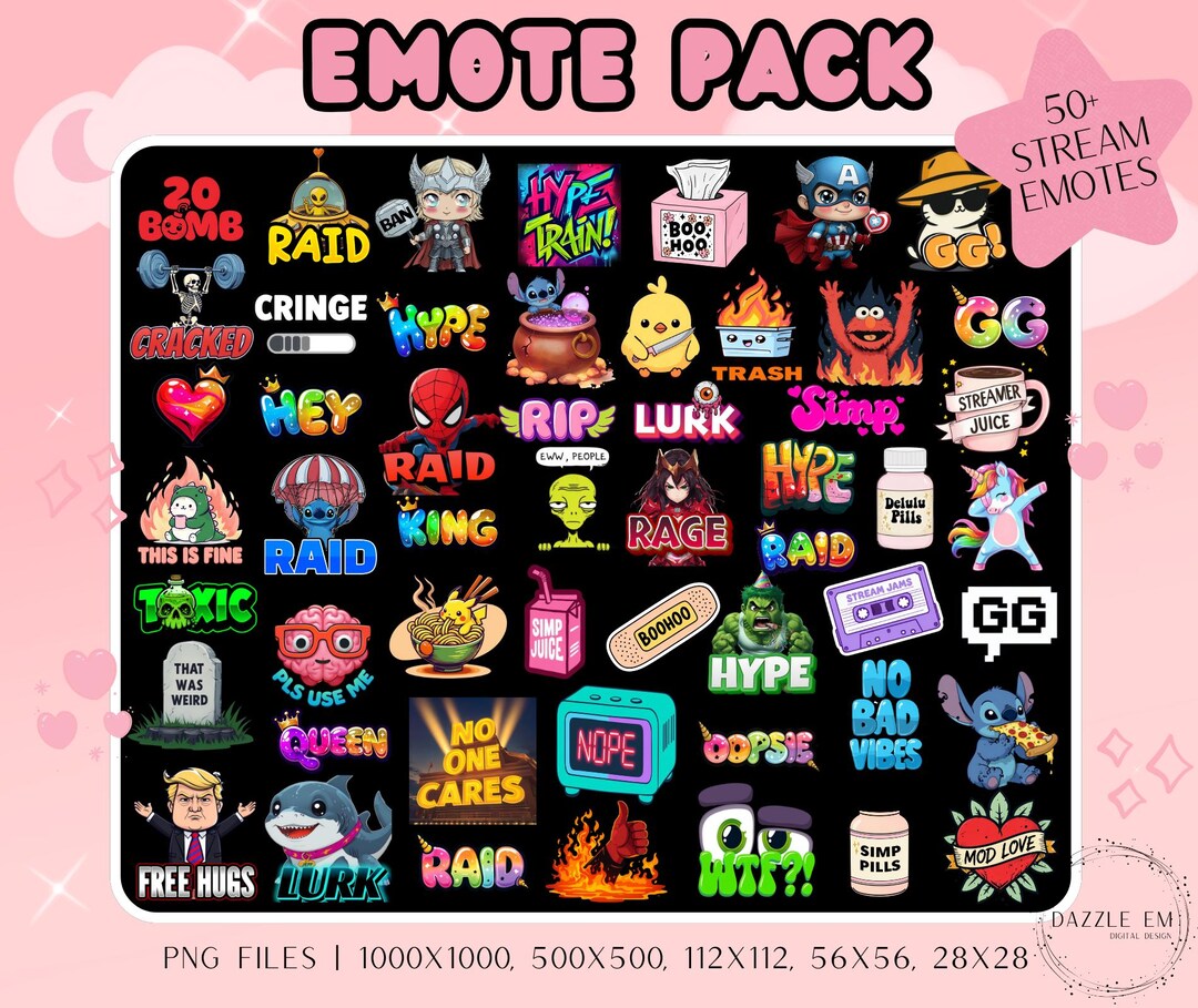 Streaming Emote Pack, 50+ Emote Pack, Funny Stream Emotes, Twitch ...