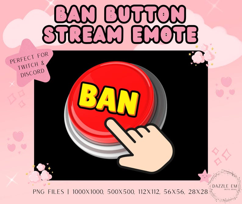 Streaming Emote, Ban Button, Funny Stream Emote, Twitch Emote, Discord ...