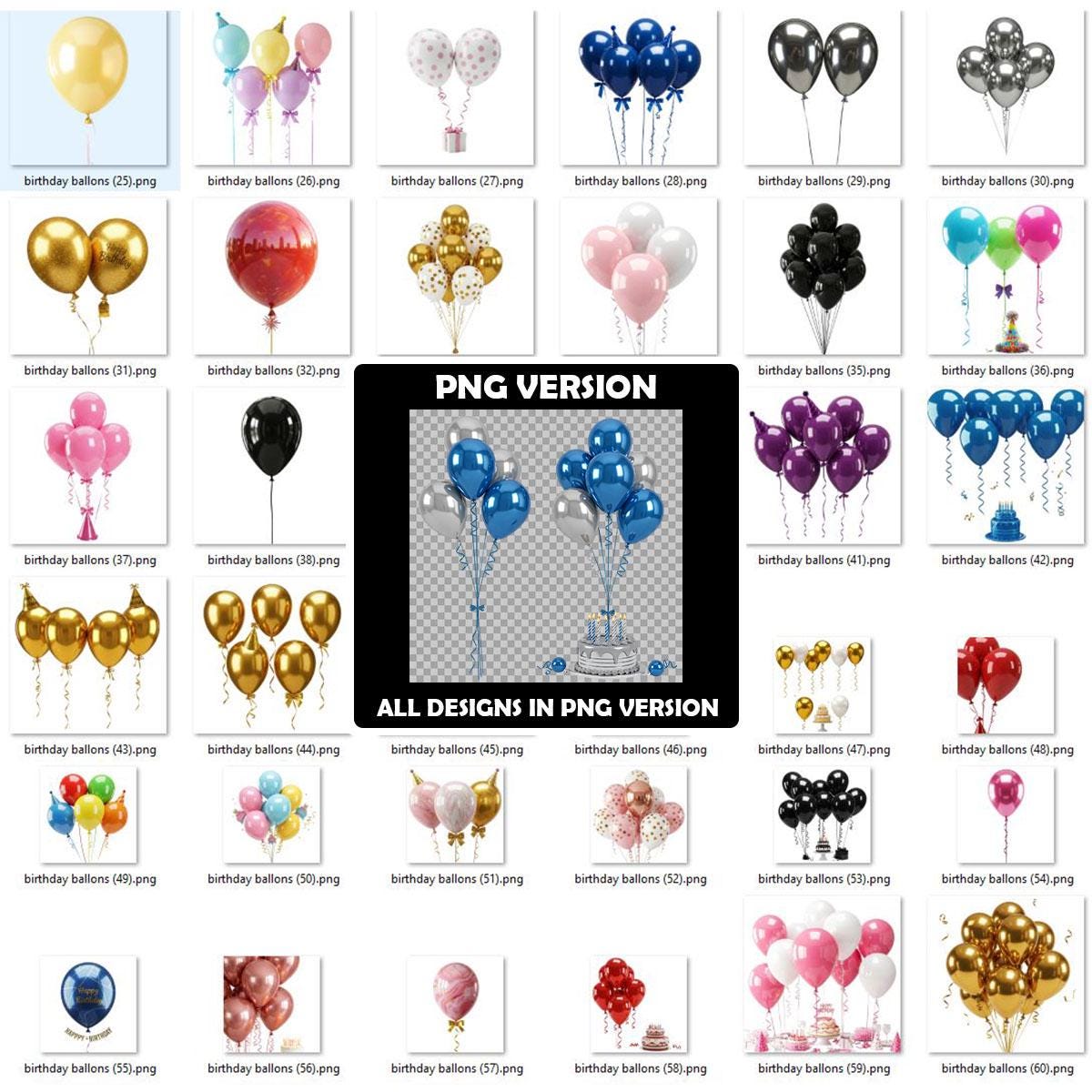 Birthday Balloon Clipart, Party Balloon PNG Bundle, Birthday Decor ...