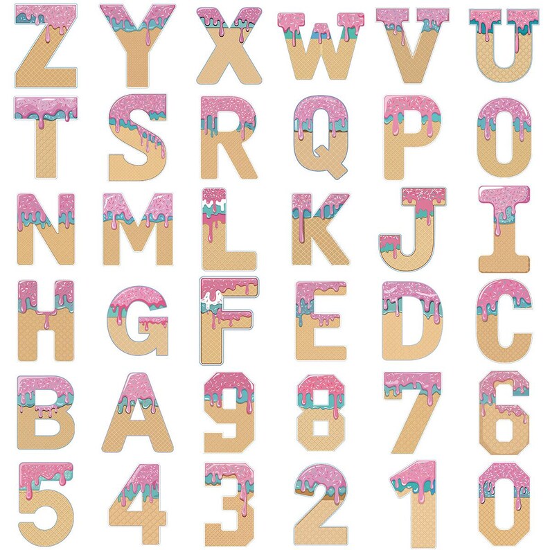Sprinkle Drip Home Plate and Numbers PNG Bundle Clipart, Pink & Blue ...
