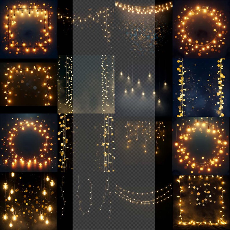 String Lights Overlay, Twinkle Light Overlays, Fairy Lights Photoshop ...