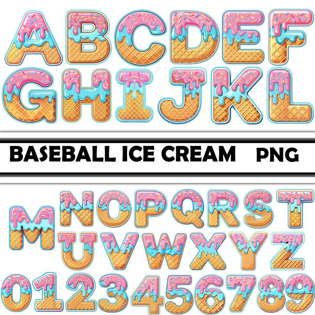 Baseball Ice Cream Drip Number PNG | Custom Name Jersey Design | Waffle ...