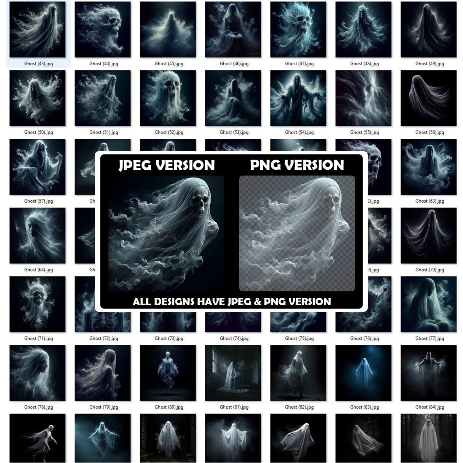 Paranormal Entities Overlays Clipart Collection • Spooky Graphics for ...
