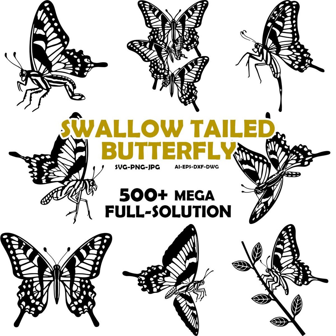Swallowtail Butterfly SVG Bundle, Insect Cut File, Vector Graphics ...