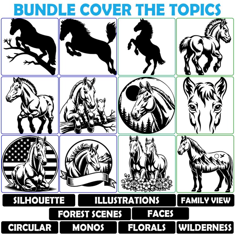 Norwegian Fjord Horse SVG, Wildlife Scene Vector Clipart (digital ...