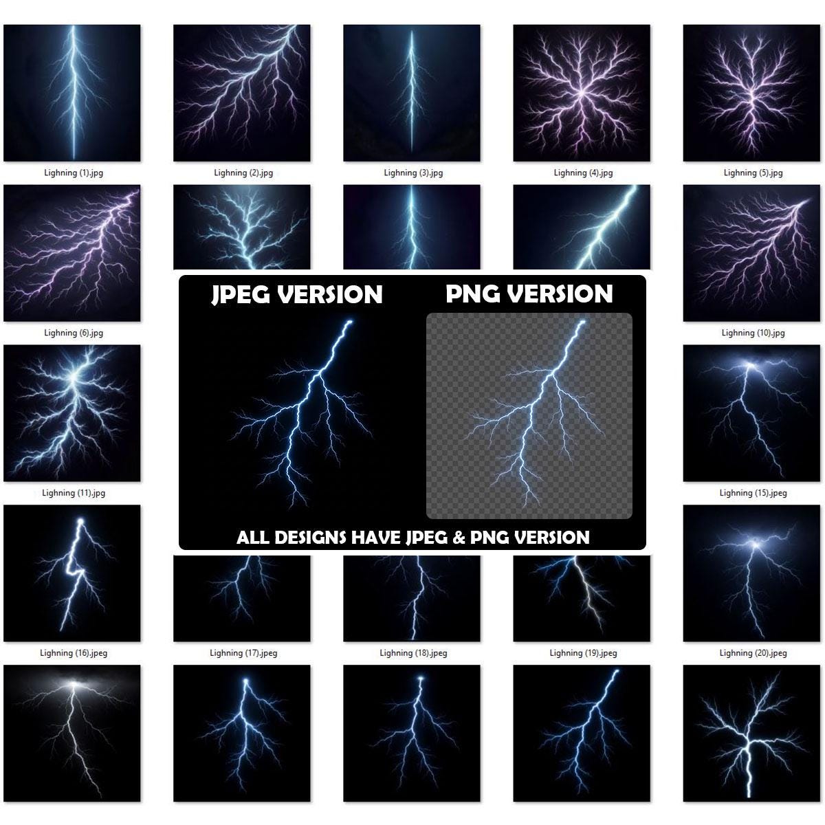 Lightning Overlays for Photoshop, Transparent PNG Lightning Effects ...