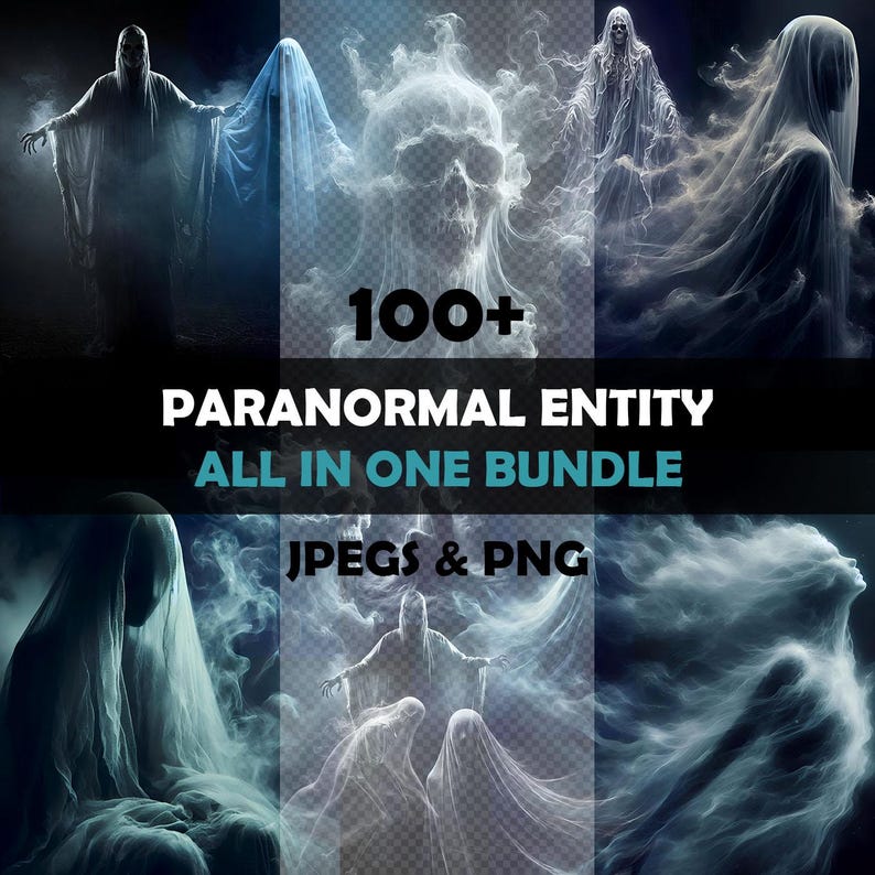 Paranormal Entities Overlays Clipart Collection • Spooky Graphics for ...