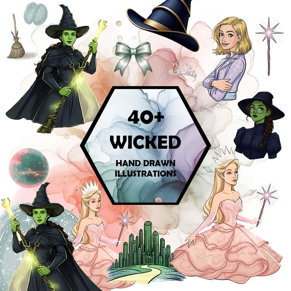 Wicked Clip Art Water Color, Elphaba PNG, Glinda, Witches, Emerald City ...