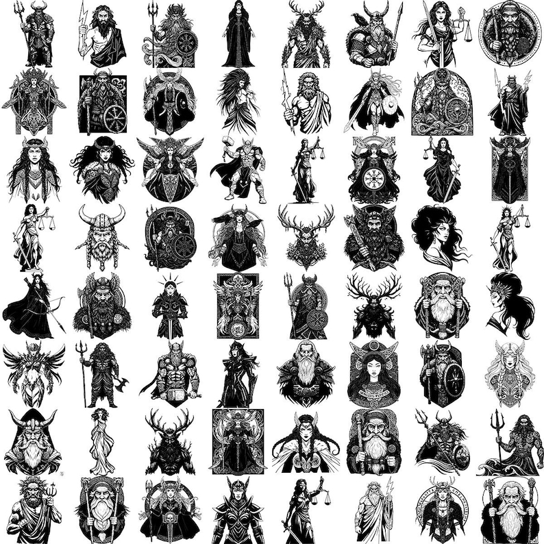 SVG & PNG - Set of 1500 Norse Gods Icons Bundle-viking Mythology-hel ...