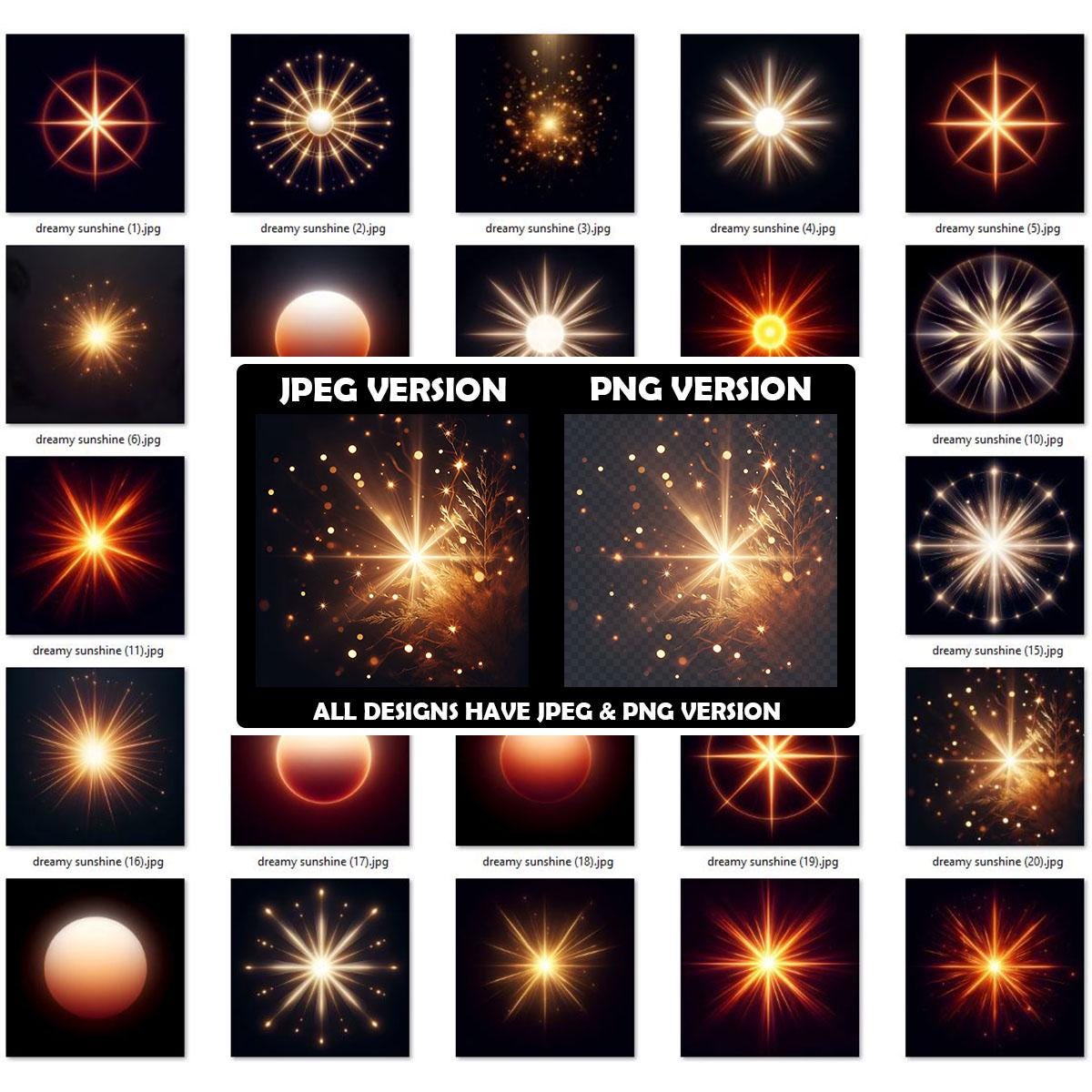 Photoshop Overlays, Lens Flare Photo Overlays Package, Sunlight Sunray ...