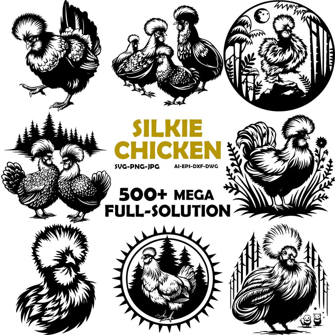 Silkie Chicken Svg Files for Cricut, Farm Life, Poultry Logo Vector ...