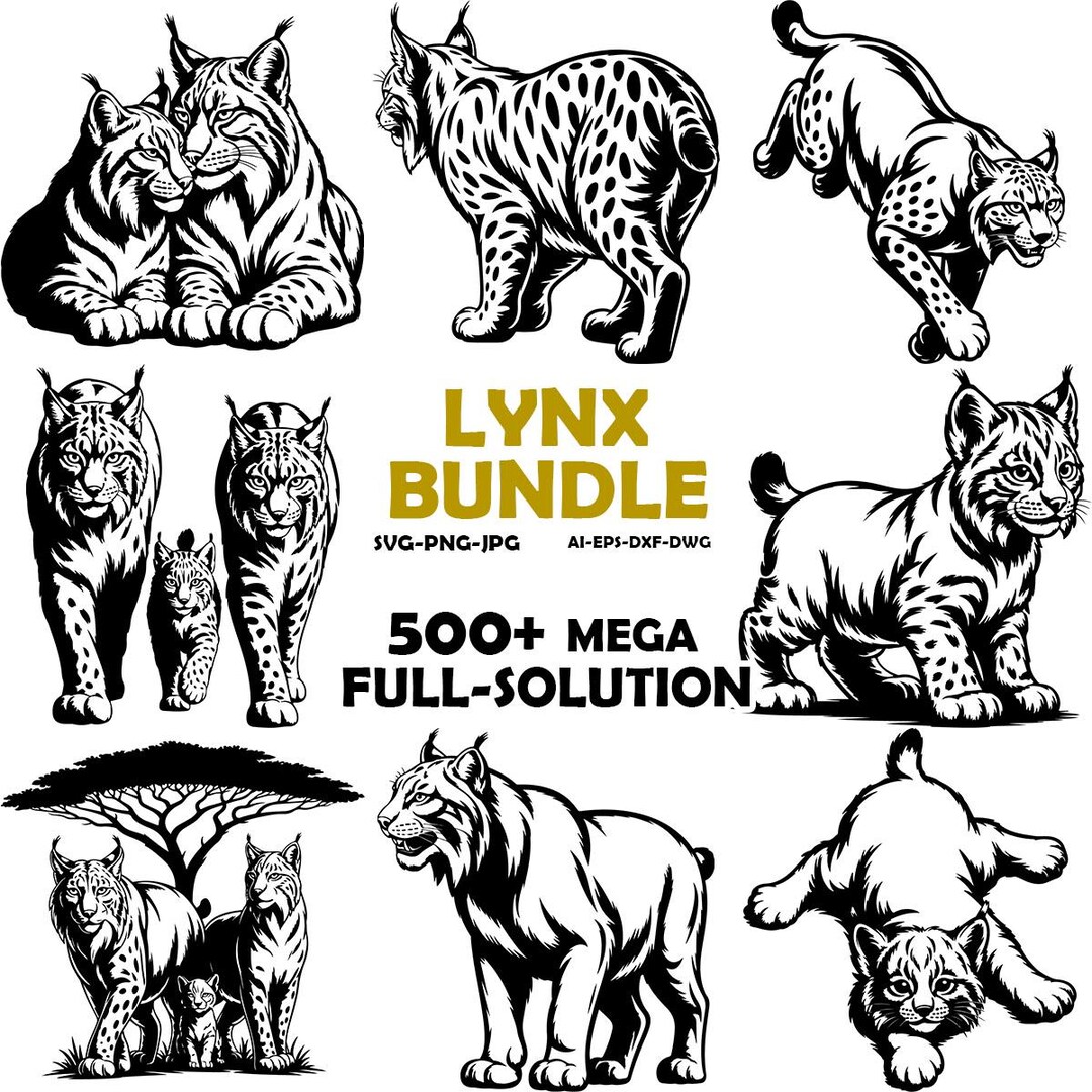 Lynx Bobcat Designs Bundle SVG PNG (laser Engraving, Print) - Etsy