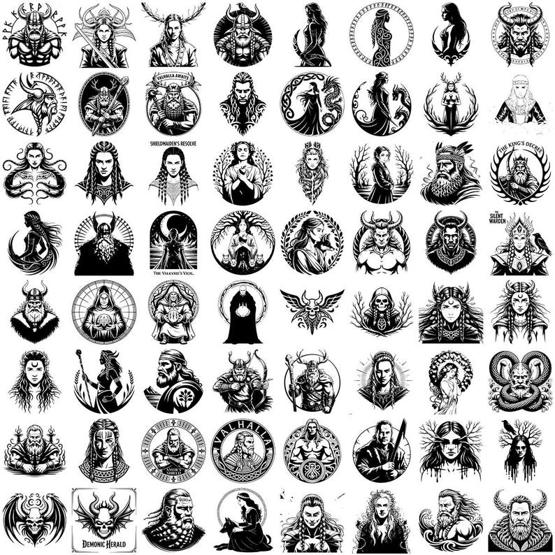 SVG & PNG - Set of 1500 Norse Gods Icons Bundle-viking Mythology-hel ...