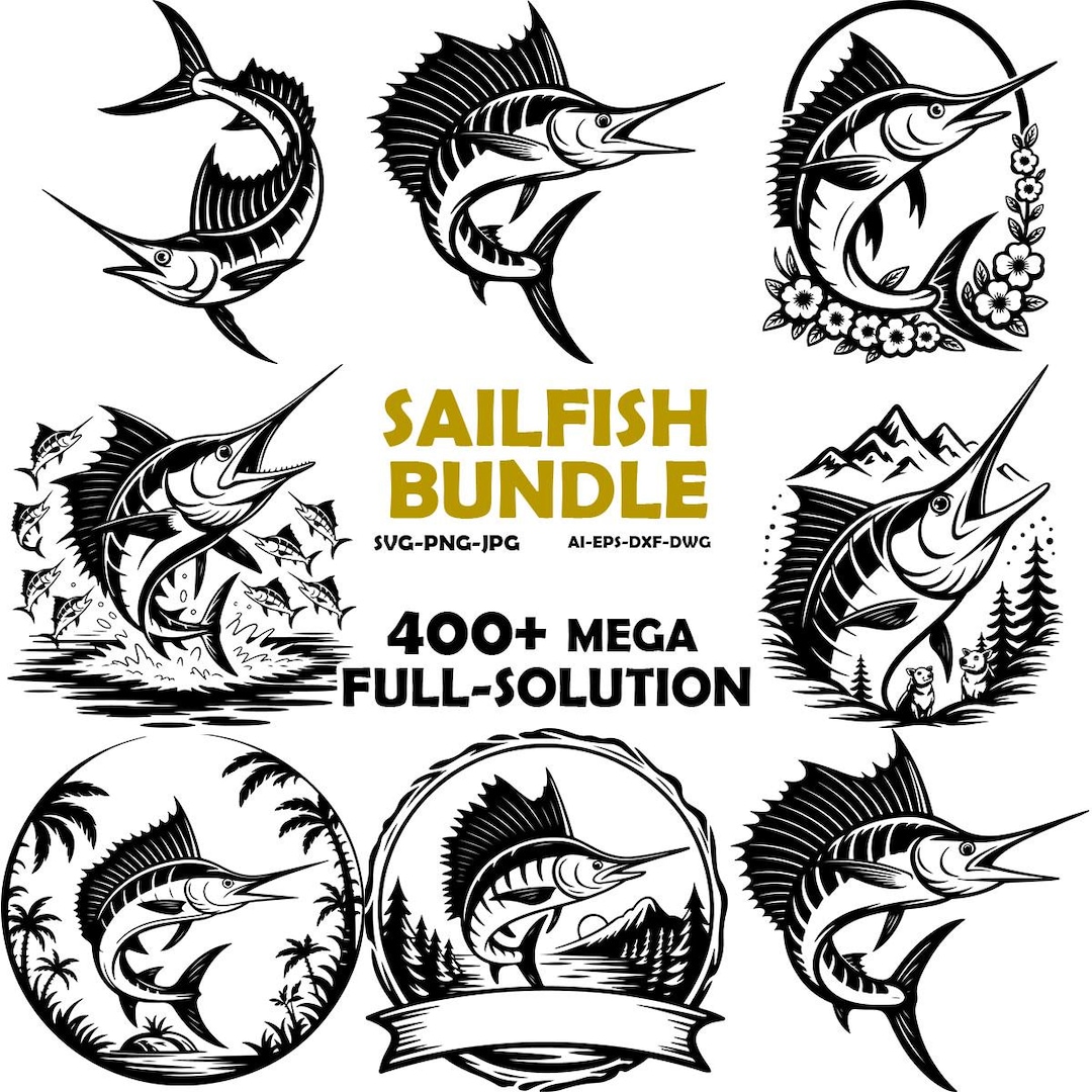 Sailfish Fishing SVG: Vector Clipart, Cricut Cut File - Etsy UK