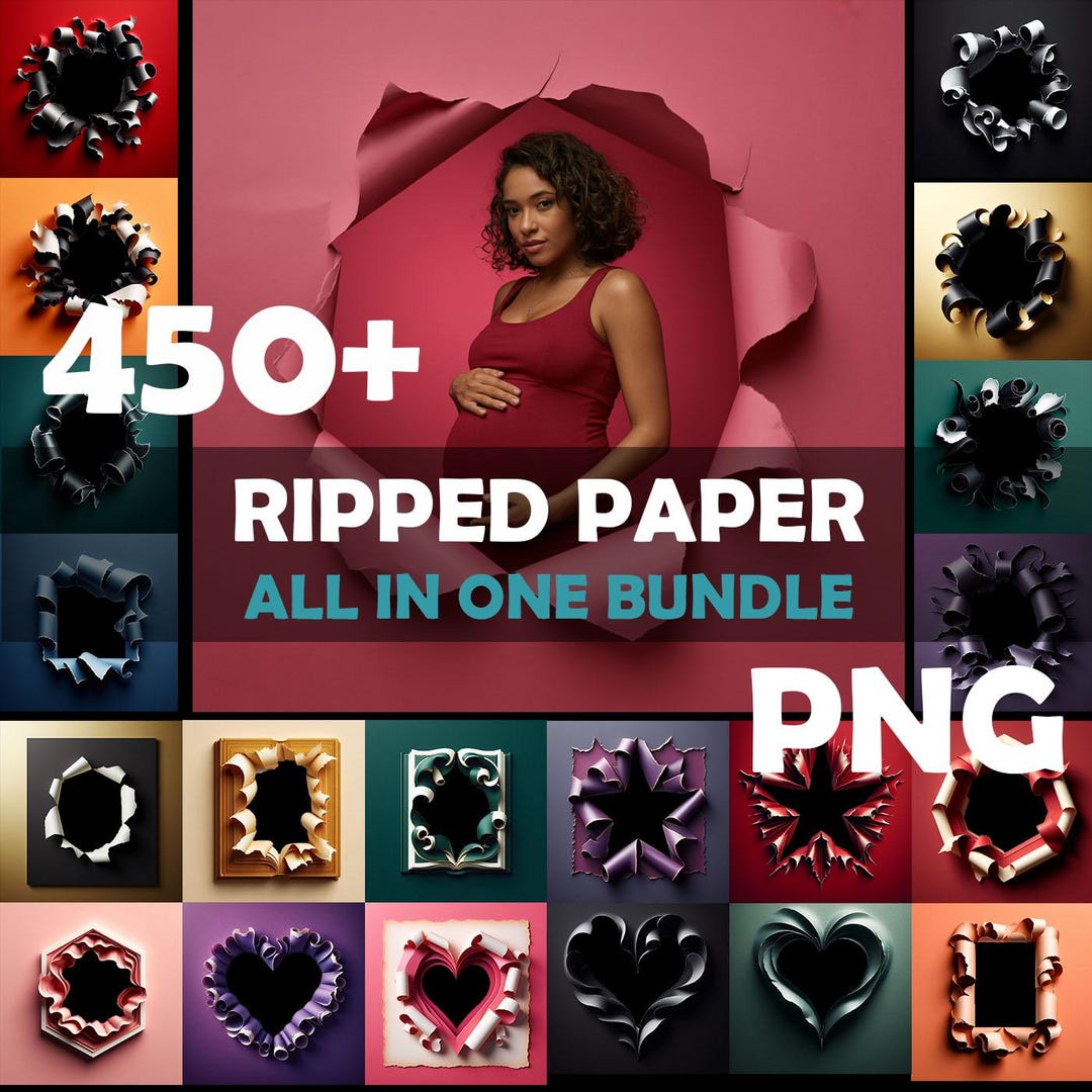 Ripped Paper PNG Overlays, Ripped Paper PNG Digital Background ...