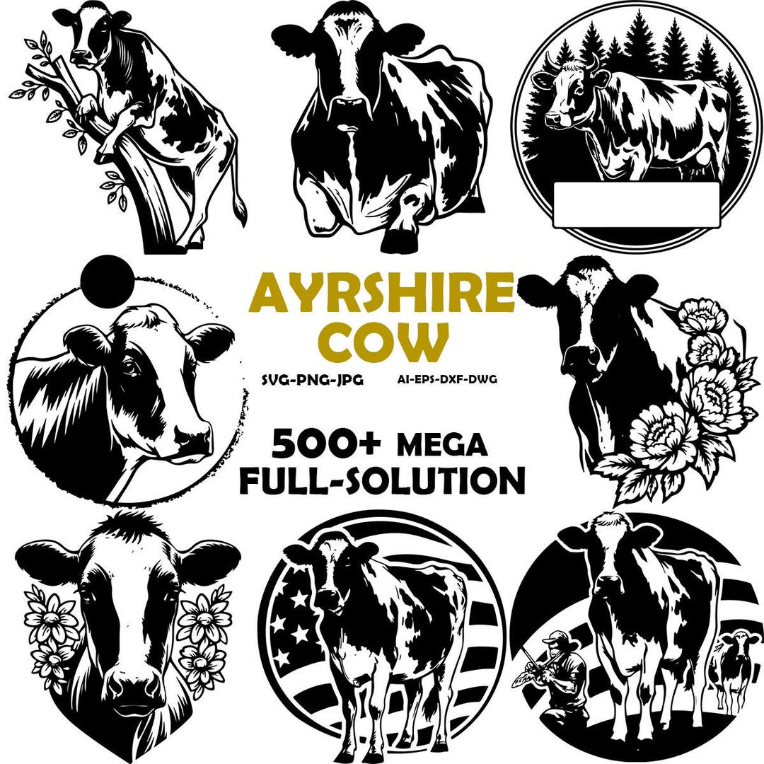 Ayrshire Cow Digital Download | Dairy Cow Design | AI PNG SVG Files - Etsy