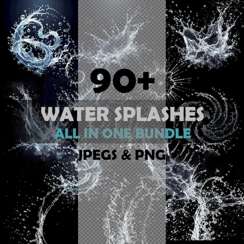 Water Splash Overlays, Transparent Background, Photoshop Overlays ...