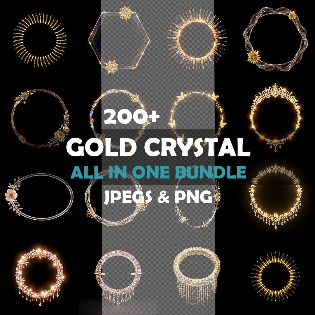 200 Diamond & Glitter Circle Frames Clip Arts Pearl Frames Digital Clip ...