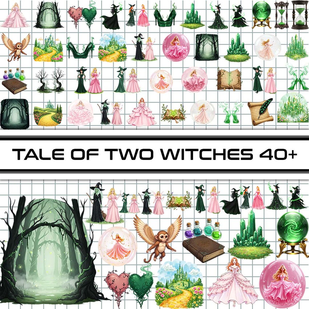 Wizard of Oz Bundle Clipart Png, Oz-inspired Fantasy Witches Clipart ...