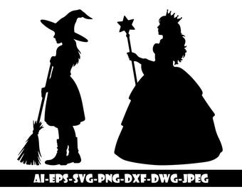 Wicked SVG Cut File, PNG, JPG, Glinda & Elphaba Silhouette - Etsy Canada