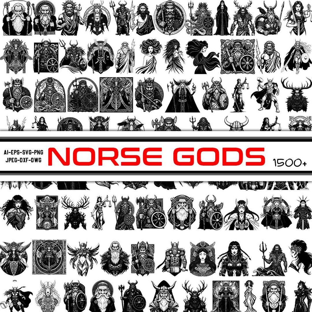 Odin SVG Bundle | 20 Norse God Designs | Viking Mythology Clipart for ...