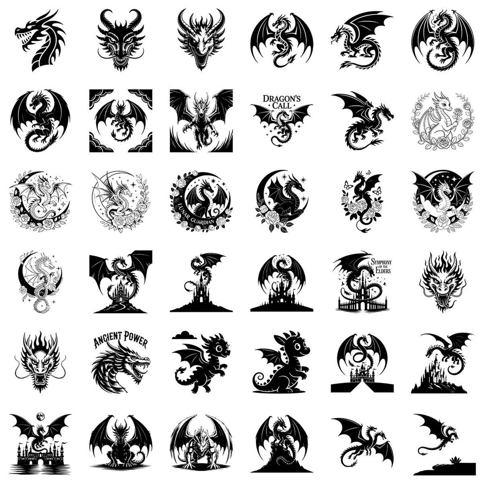 Dragon SVG Bundle Files | Medieval Cut Files | Mythical Creature Vector ...