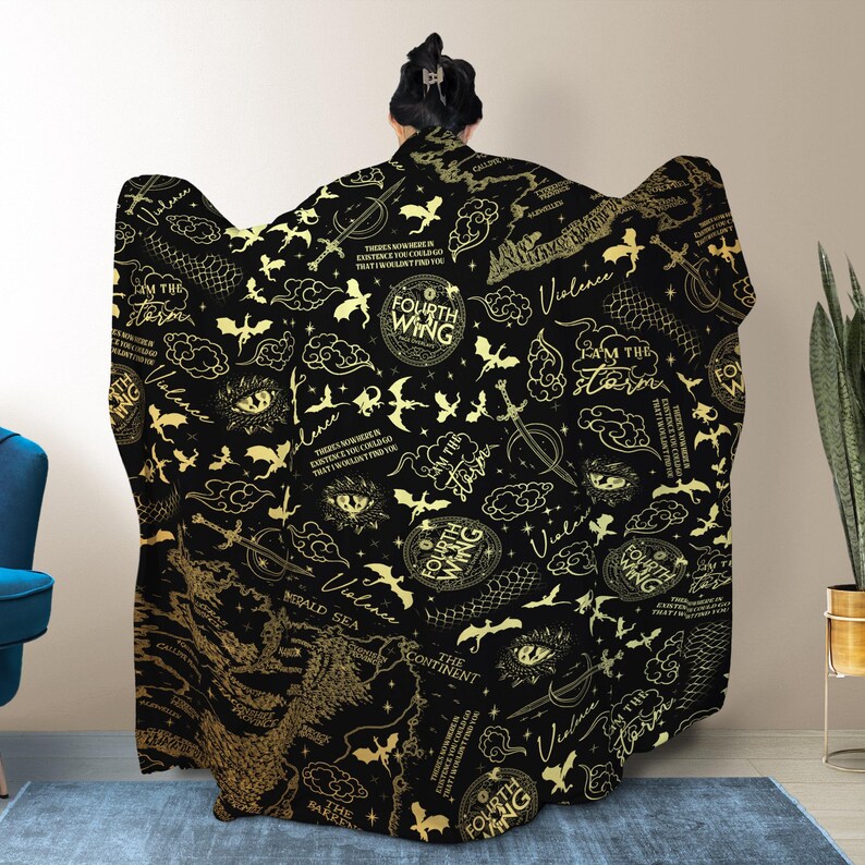 Fourth Wing Blanket | Fantasy Dragon Map Throw Blanket | Cozy Fleece ...