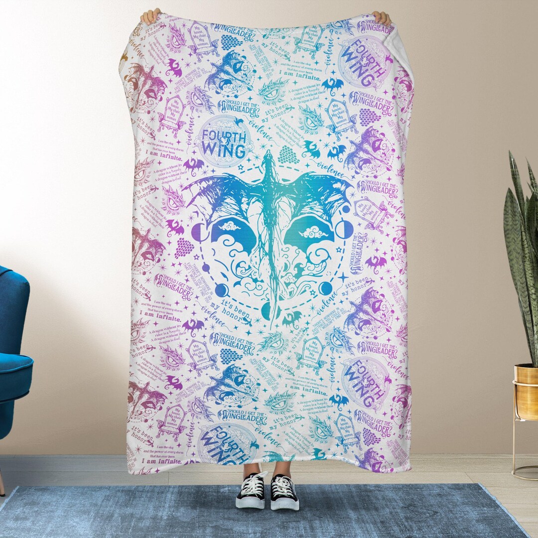 Fourth Wing Blanket, Fourth Wing Merch, Fantasy Dragon Fleece Throw ...