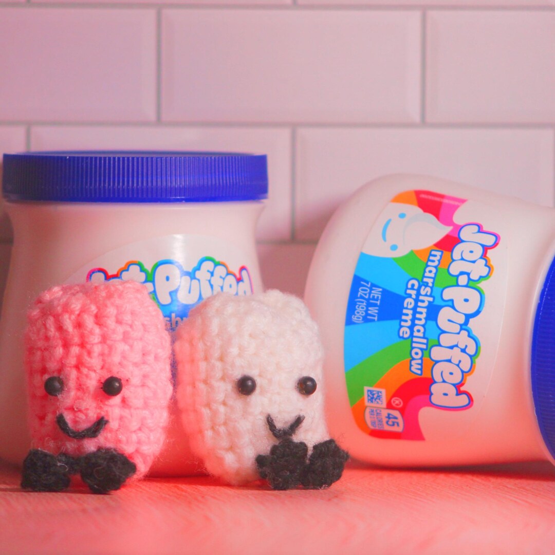 Jellycat Crochet Amuseables Pink and White Marshmallows Crochet Plush ...