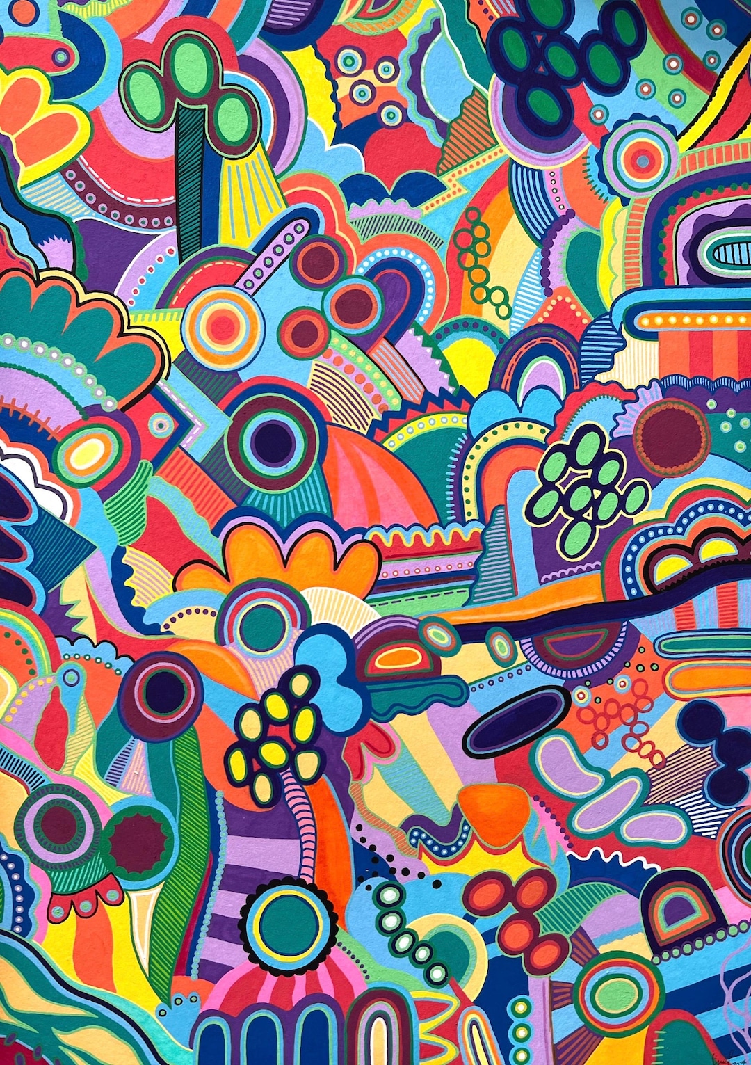 Prismatica A3 Painting - Rainbow Coloured Artwork - Abstract Colourful ...
